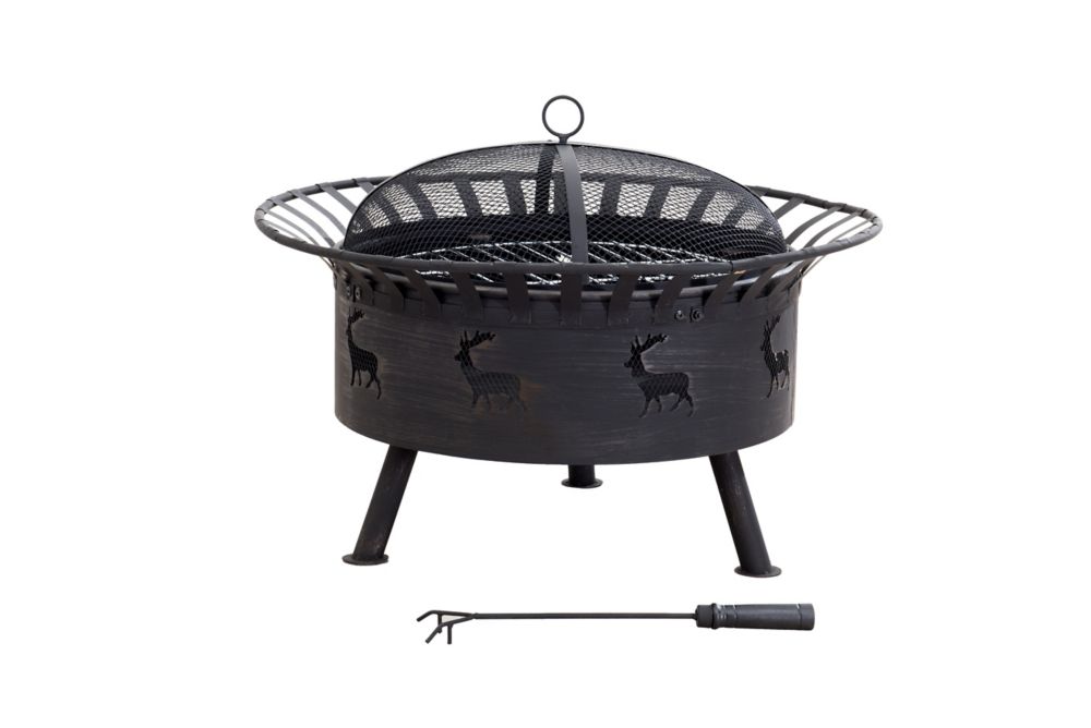 Sunjoy 32 inch Round Steel Fire Pit - Elk | The Home Depot Canada
