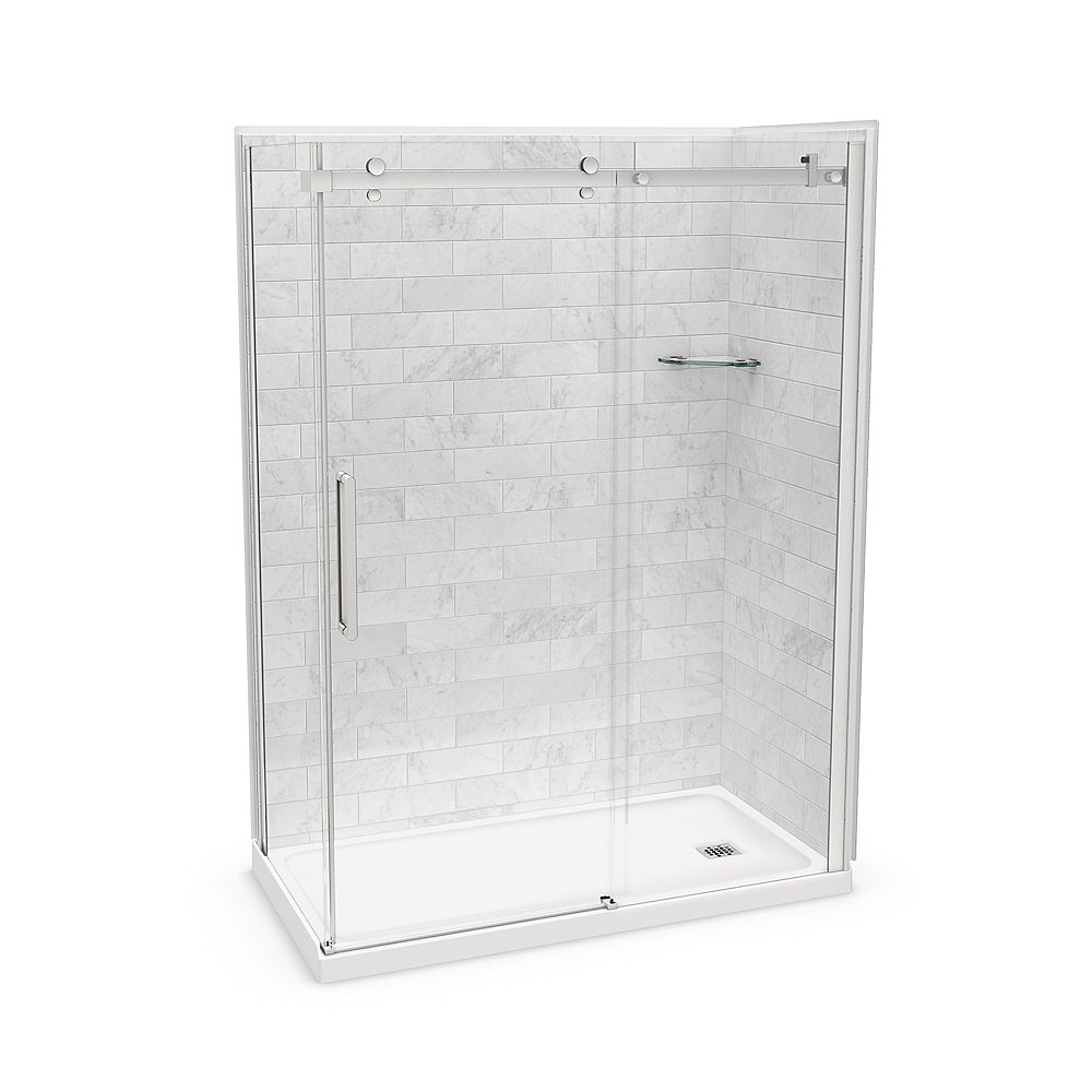 MAAX Ensemble de douche en coin, Utile Marbre Carrara, 60 x 32 x 84 po ...