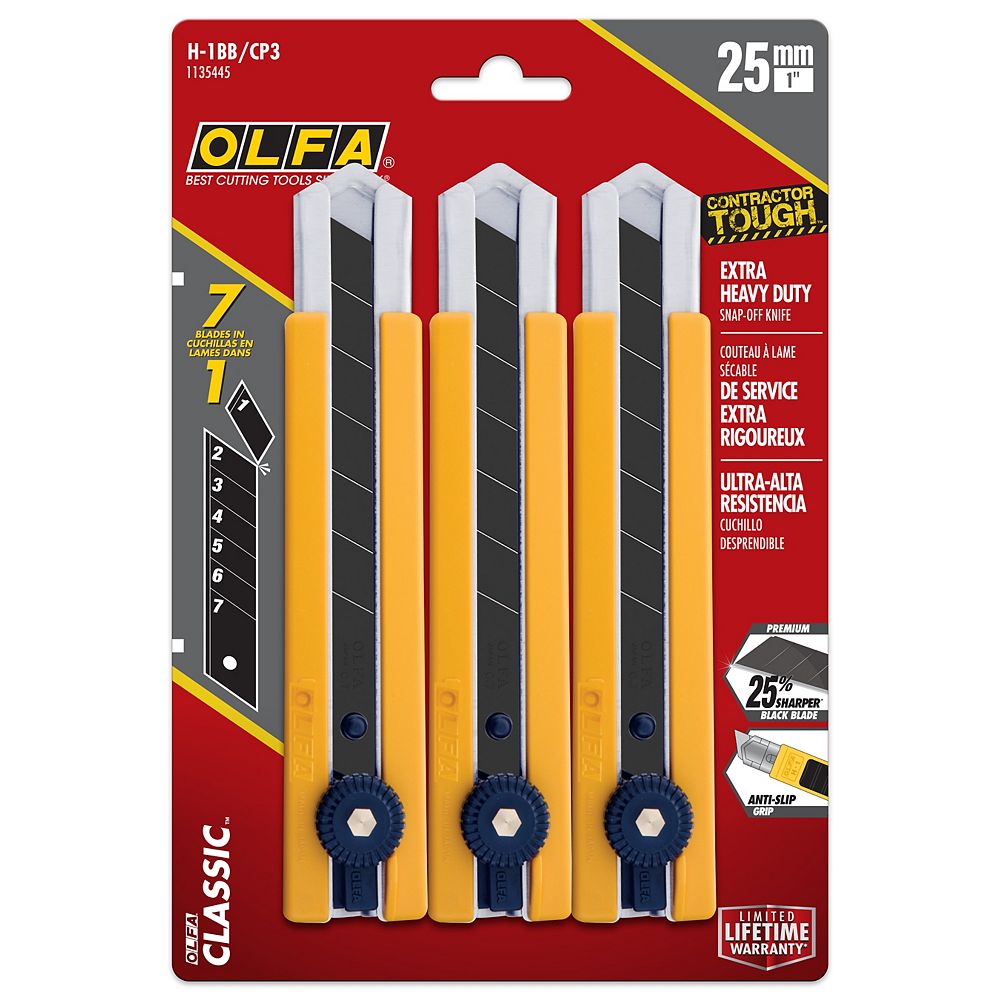 Olfa 25mm Snap-Off Utility Knife, 3 pack | The Home Depot Canada Olfa 25mm Snap-Off Utility Knife, 3 pack | The Home Depot Canada