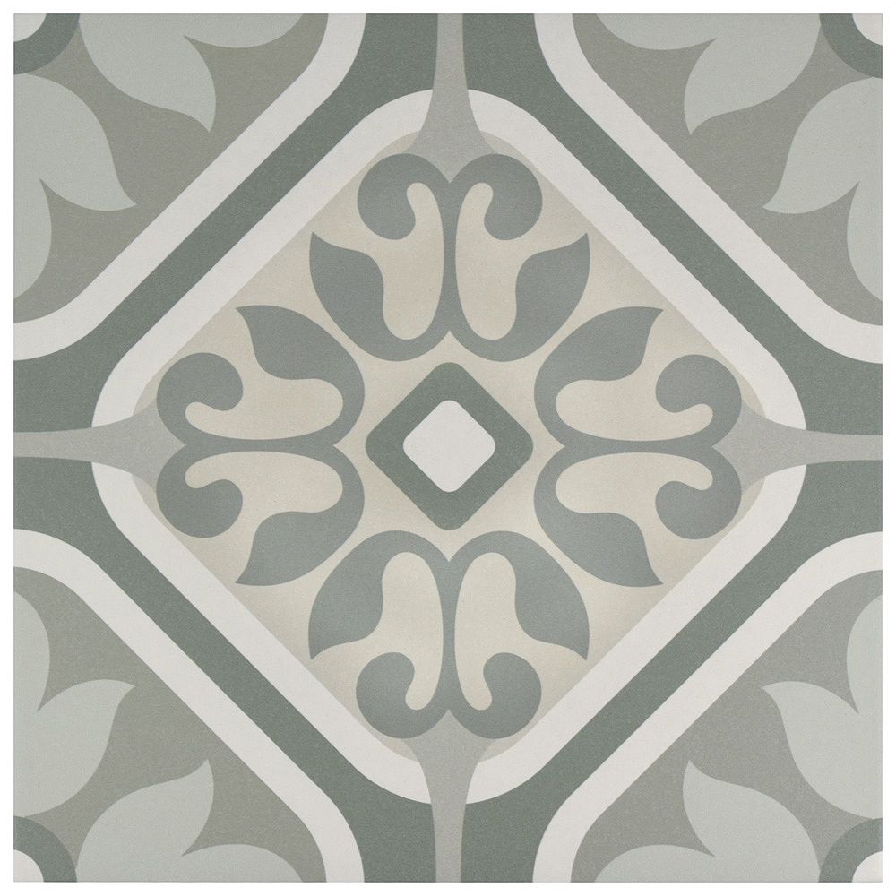Merola Tile Artista Atelier Flor Grey 13-inch x 13-inch Porcelain Floor ...