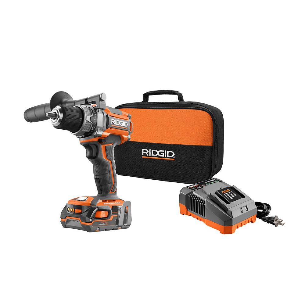 RIDGID 18-Volt Gen5X Lithium-Ion Brushless Compact Drill/Driver Kit w ...