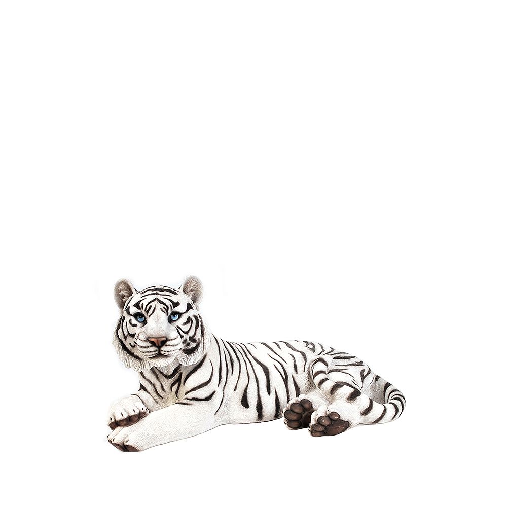 Hi-Line Gift Tiger Laying Down Statue, White Color | The Home Depot Canada