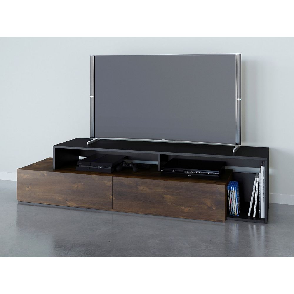 Nexera Paisley 72 inch TV Stand, Truffle and Black | The Home Depot Canada