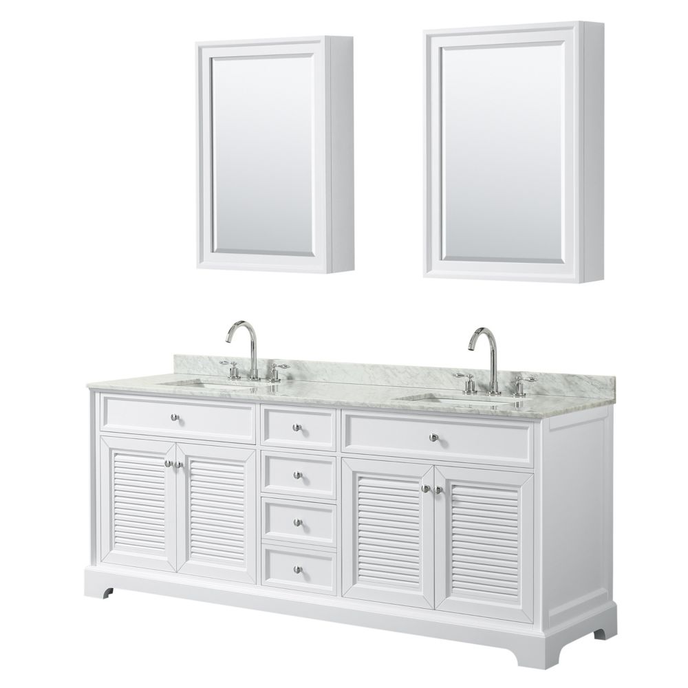 Wyndham Collection Tamara 80 inch Double Vanity in White, Carrara ...