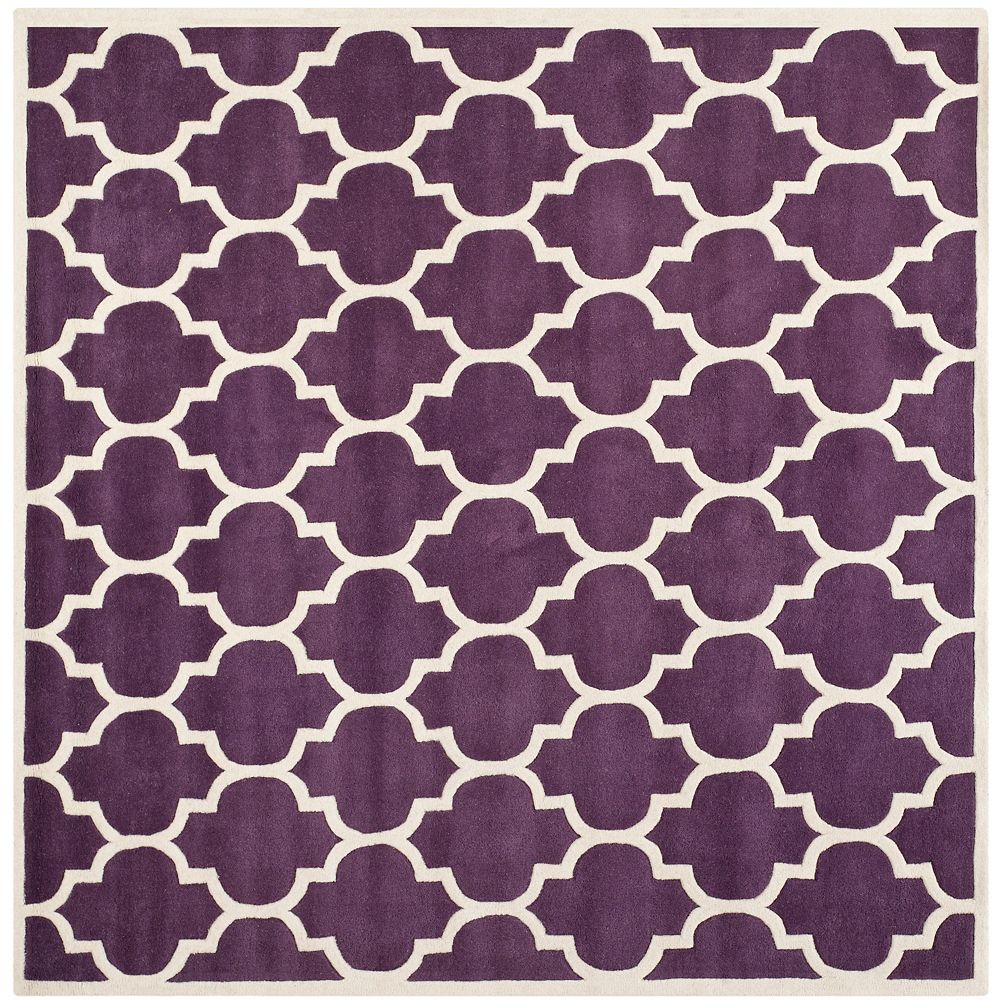 Safavieh Chatham Candace Purple / Ivory 7 ft. x 7 ft. Indoor Square ...