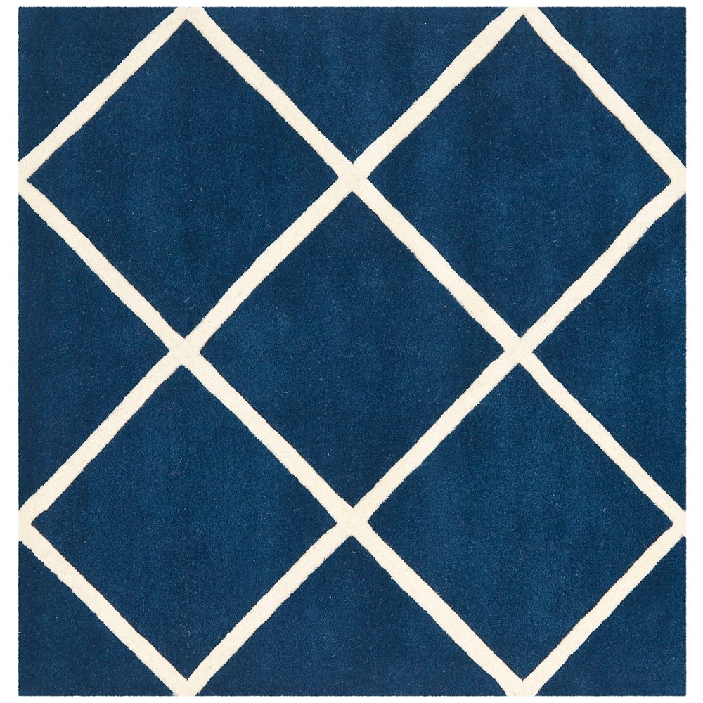 Safavieh Chatham Peter Dark Blue / Ivory 7 ft. x 7 ft. Indoor Square ...