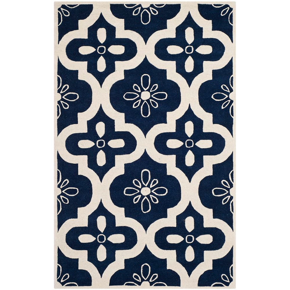 Safavieh Chatham Deitra Dark Blue / Ivory 5 ft. x 8 ft. Indoor Area Rug ...