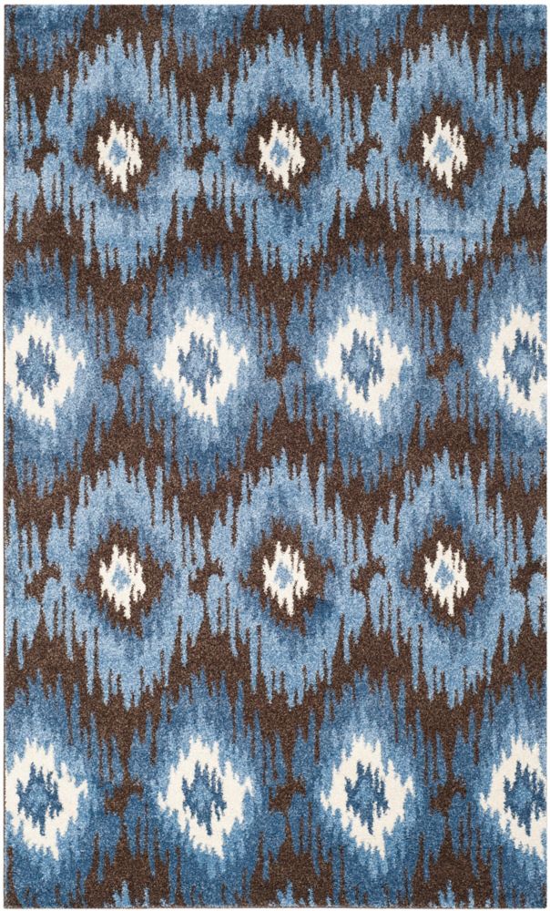 Safavieh Retro Loew Dark Brown / Blue 5 ft. x 8 ft. Indoor Area Rug ...