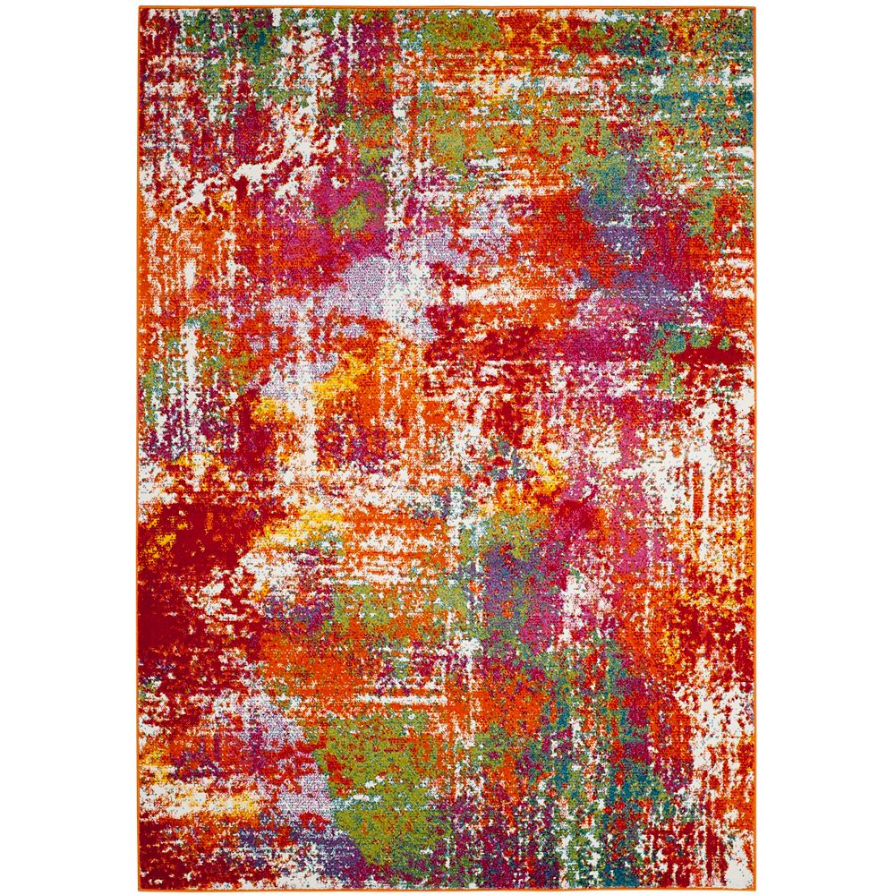 Safavieh Watercolour Lonzo Orange / Green 6 ft. 7-inch x 9 ft. Indoor ...