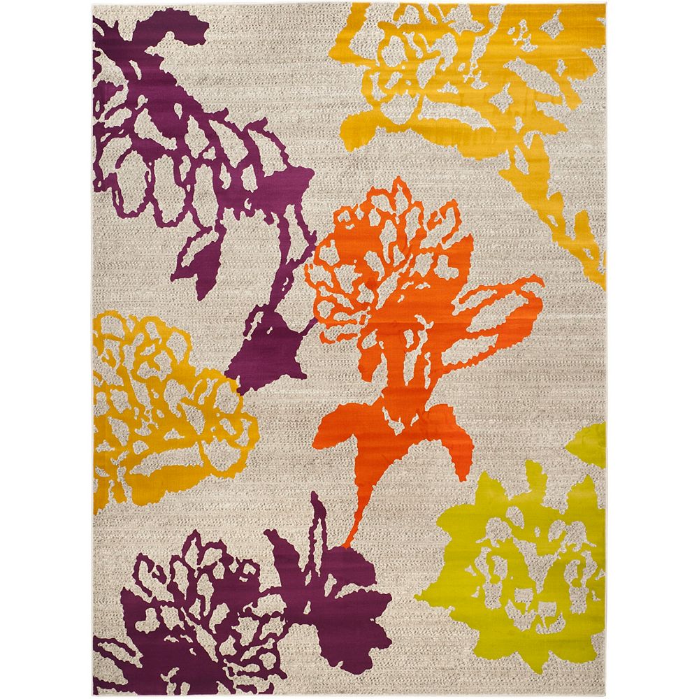 Safavieh Porcello Nico Light Grey / Purple 6 ft. x 9 ft. Indoor Area ...