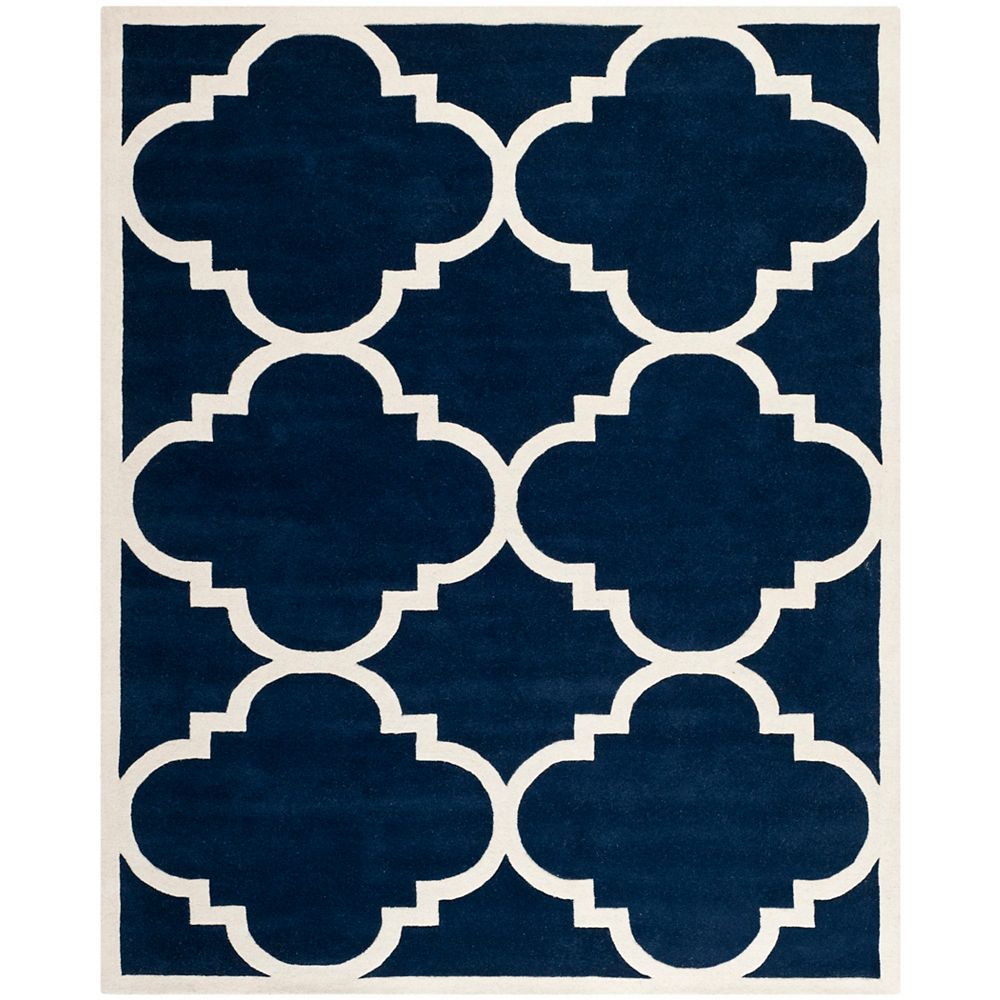 Safavieh Chatham Abe Dark Blue / Ivory 8 ft. x 10 ft. Indoor Area Rug ...