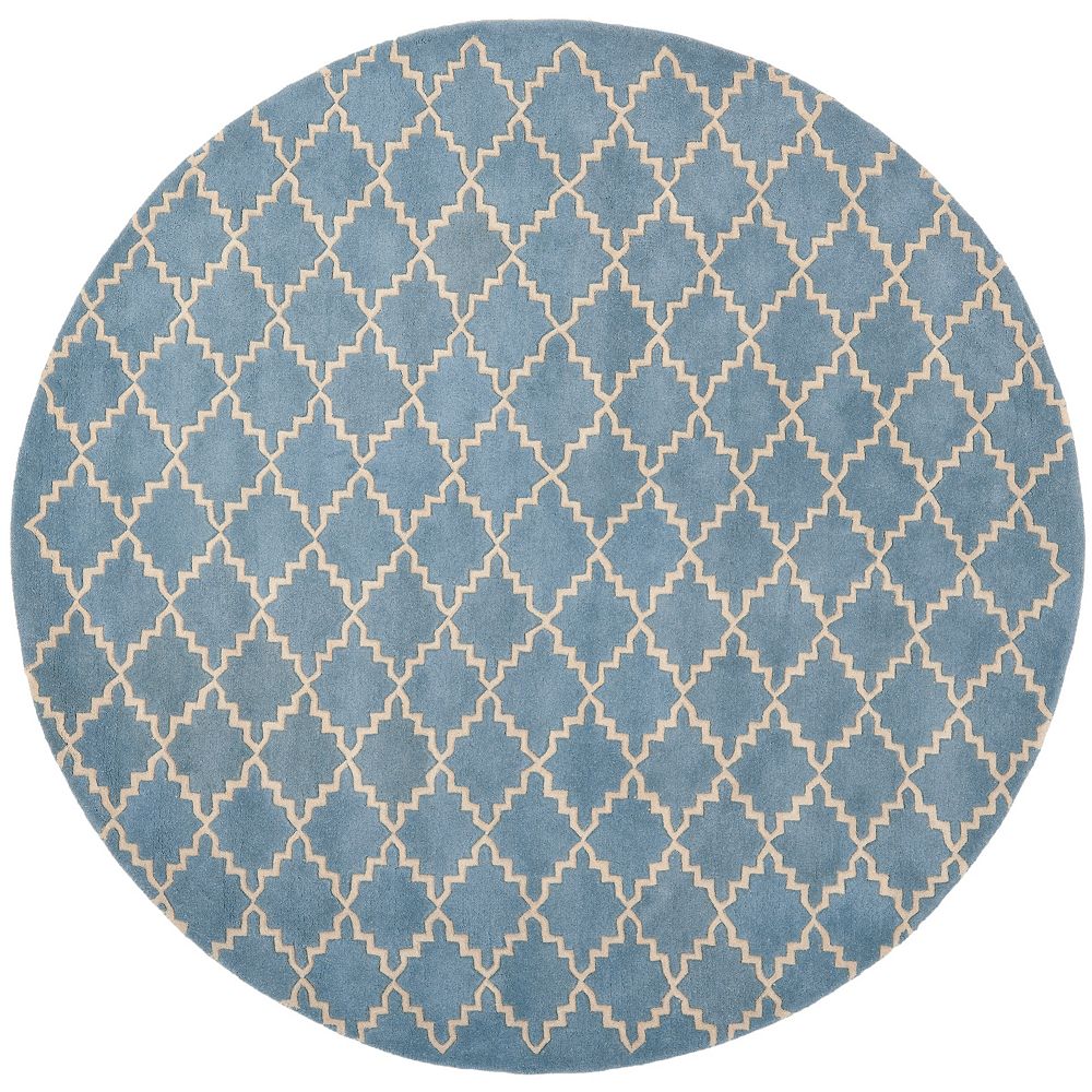 Safavieh Chatham Adam Blue Grey 7 ft. x 7 ft. Indoor Round Area Rug ...