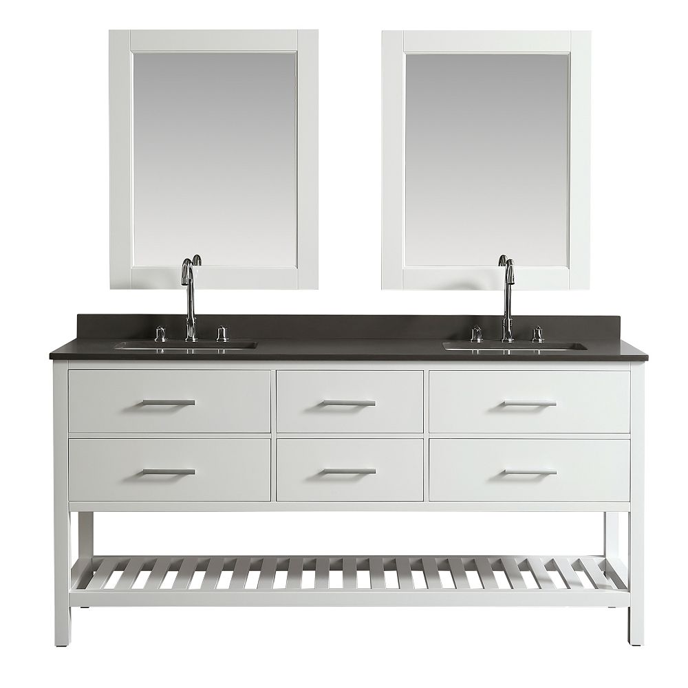 Design Element London Cambridge 72 inch Double Vanity in White with ...