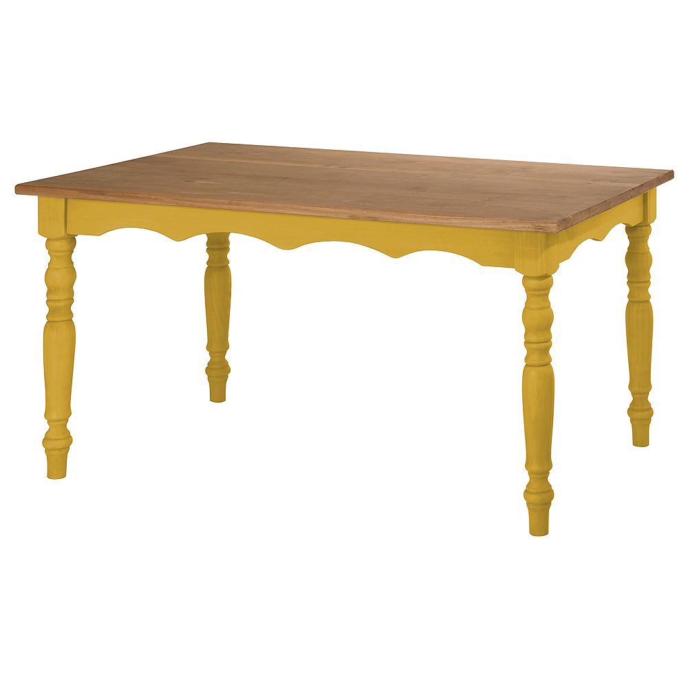 Manhattan Comfort Jay 59.84" Solid Wood Dining Table in Yellow Wash ...