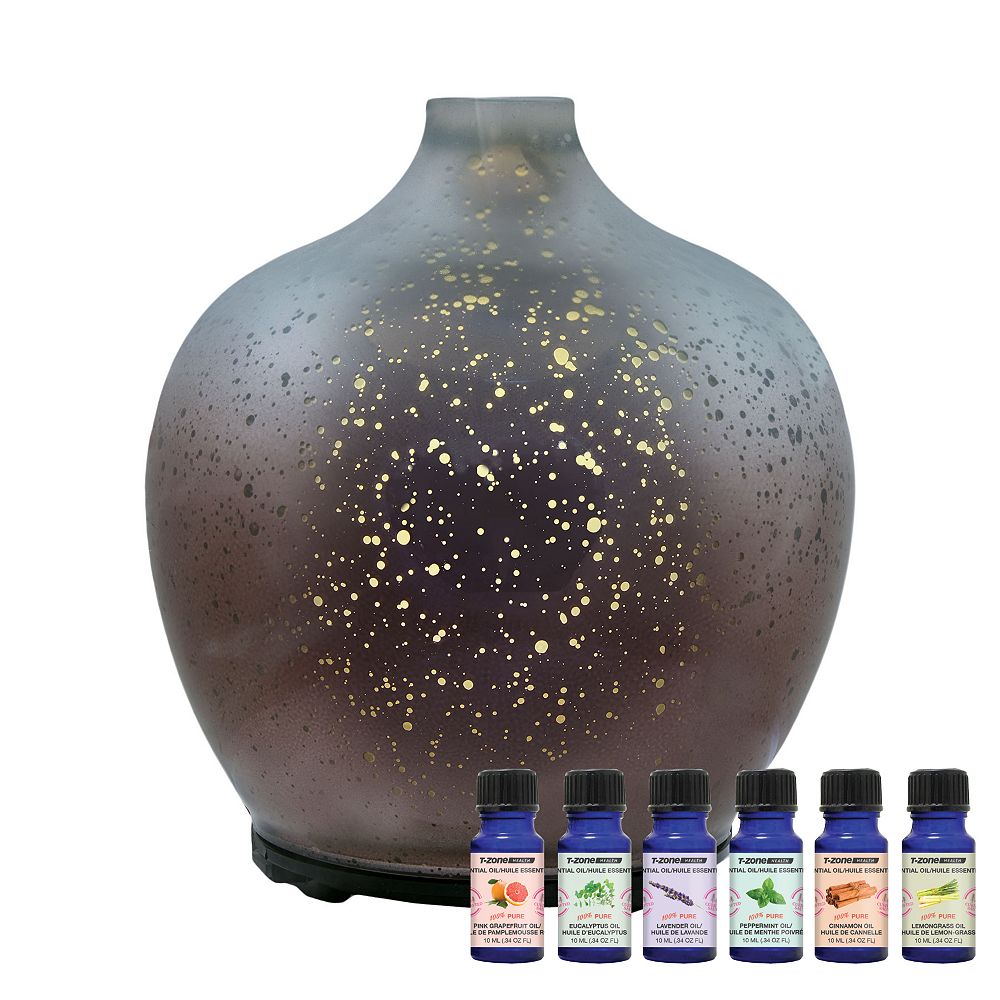 T-Zone Health Metallic Art Glass Ultrasonic Diffuser | The Home Depot ...