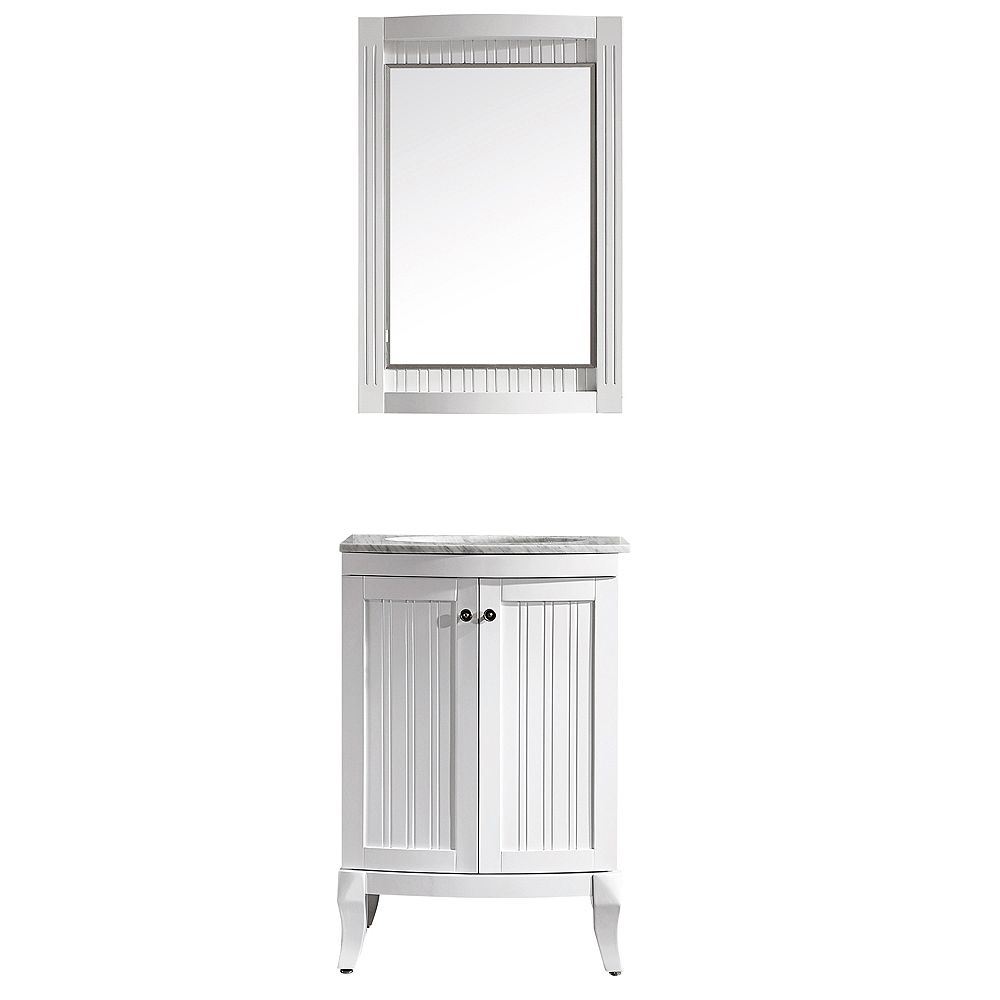 Vinnova Verona 24 inch Vanity in White with Carrara White Marble ...
