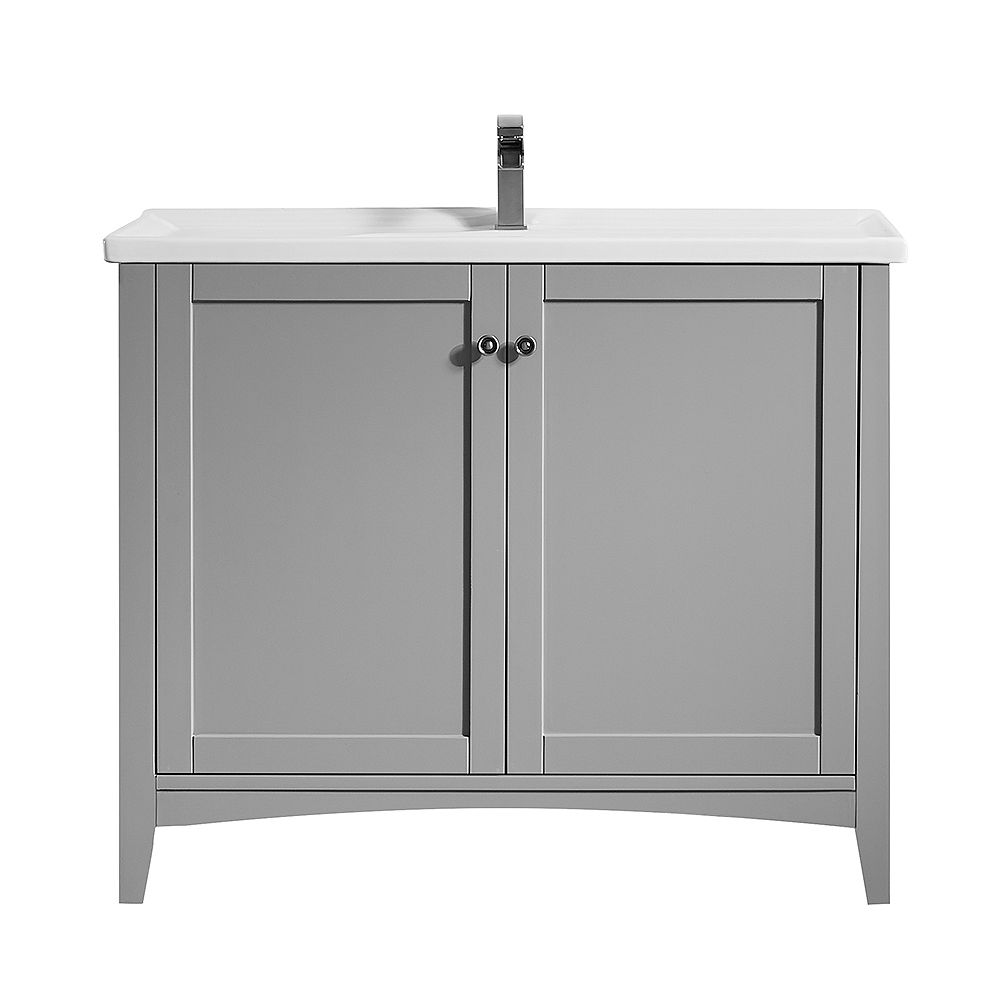 Vinnova Asti 40 inch Vanity in Grey with White Ceramic Countertop ...