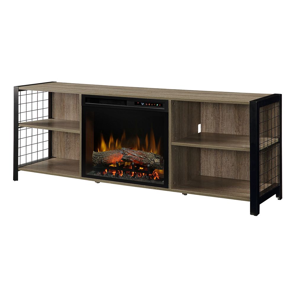 Dimplex Asher 65-inch Electric Fireplace with Logs in Tudor Oak with 23 ...