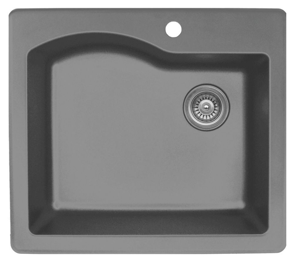 Karran Quartz 25 inch Single Bowl in Grey | The Home Depot Canada