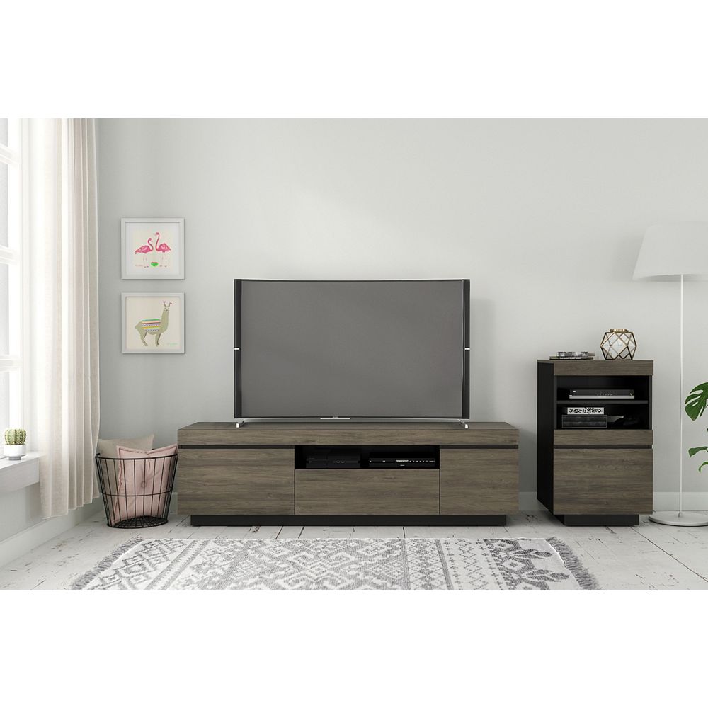 Nexera Lima 2-Piece 68-inch Entertainment Set, Bark Grey and Black ...