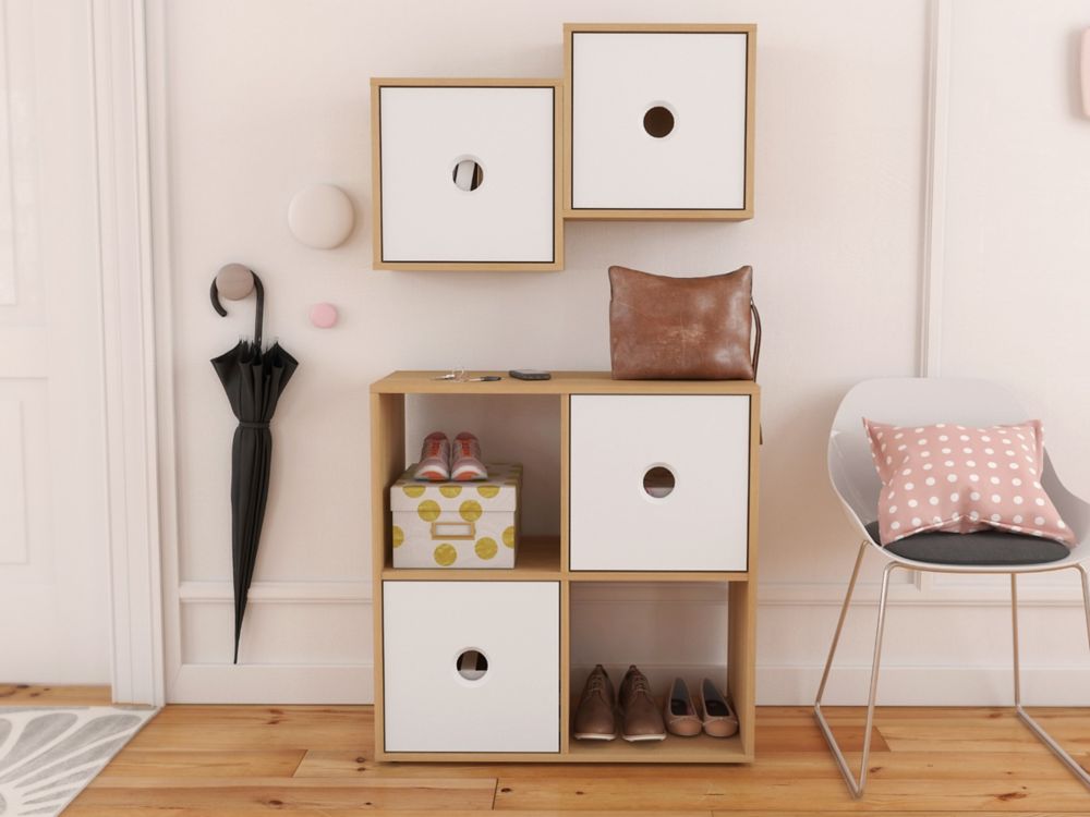 Nexera Domino Storage Bundle, Natural Maple and White | The Home Depot ...