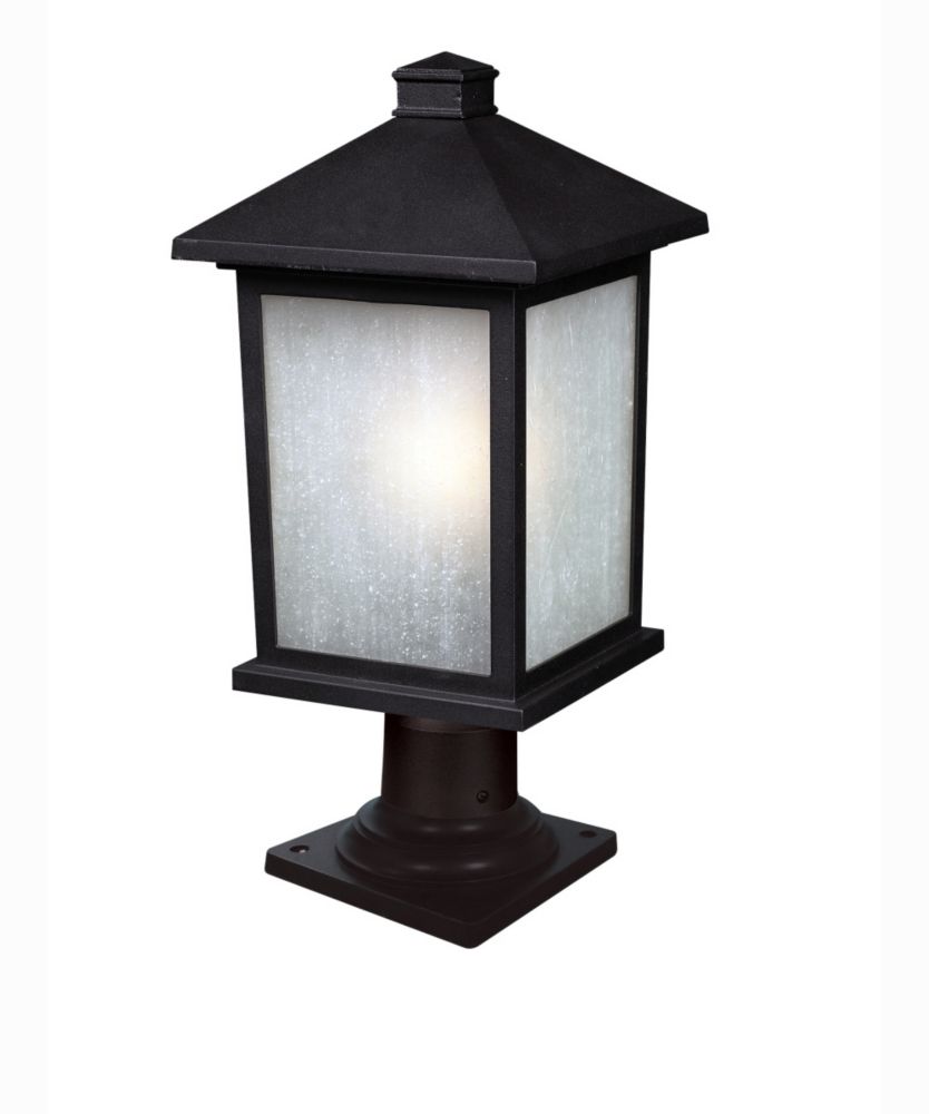 Filament Design 1-Light Black Outdoor Pier Mount Light with White Seedy ...