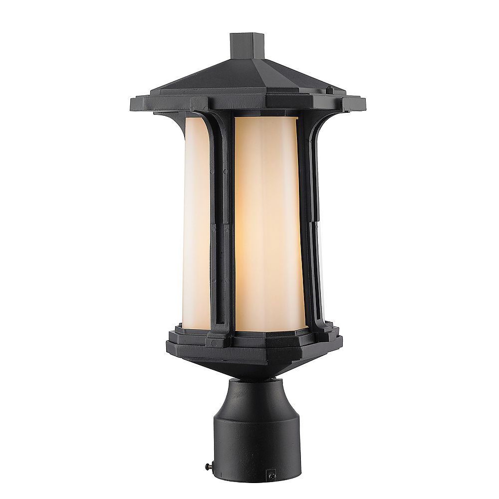 Filament Design 1-Light Black Outdoor Post Mount Light with Matte Opal ...