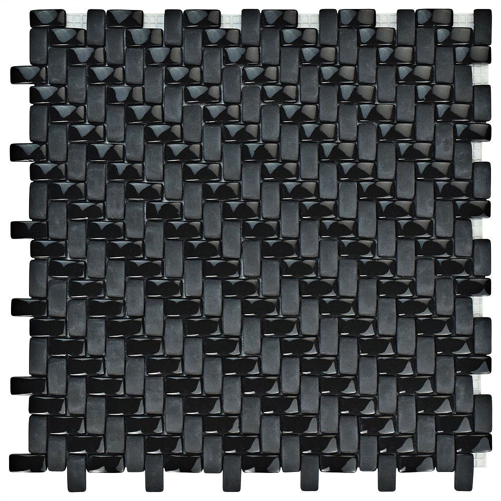 Merola Tile Expressions Weave Black 12-1/4-inch x 12-1/4-inch x 7 mm ...