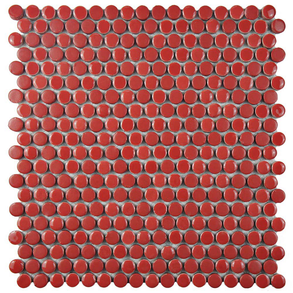 Merola Tile Comet Penny Round Red 11-1/4-inch x 11-3/4-inch x 9 mm ...