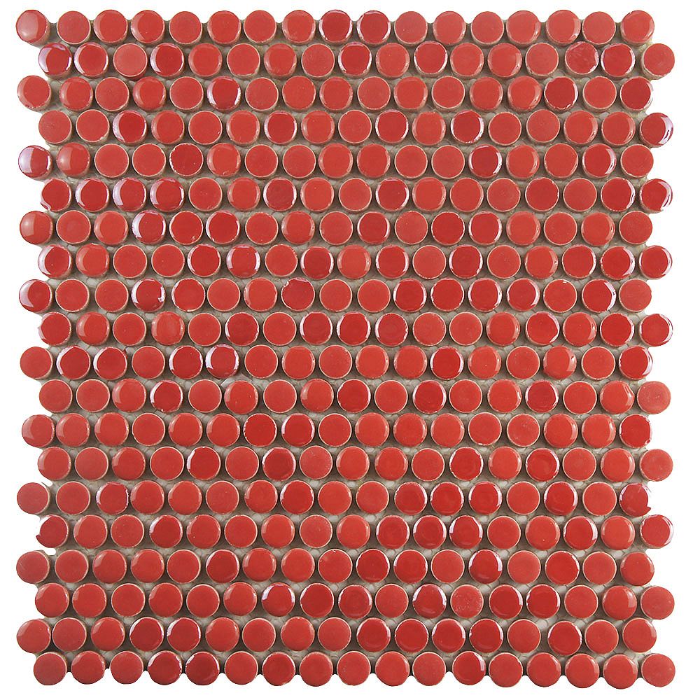 Merola Tile Galaxy Penny Round Red 11-1/4-inch x 11-3/4-inch x 9 mm ...