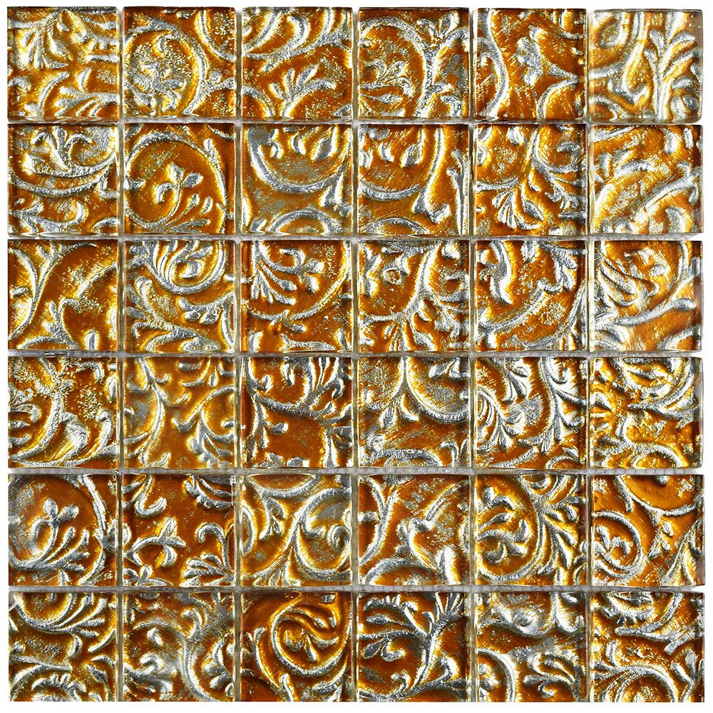 Merola Tile Embossed Florence Quad Champagne 11-3/4-inch x 11-3/4-inch ...