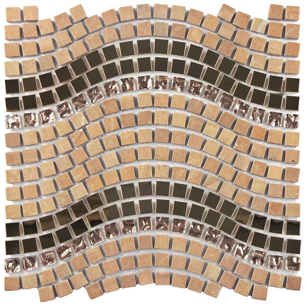 Merola Tile Tessera Wave Saturn 11-3/4-inch x 12-1/4-inch x 8 mm Glass ...