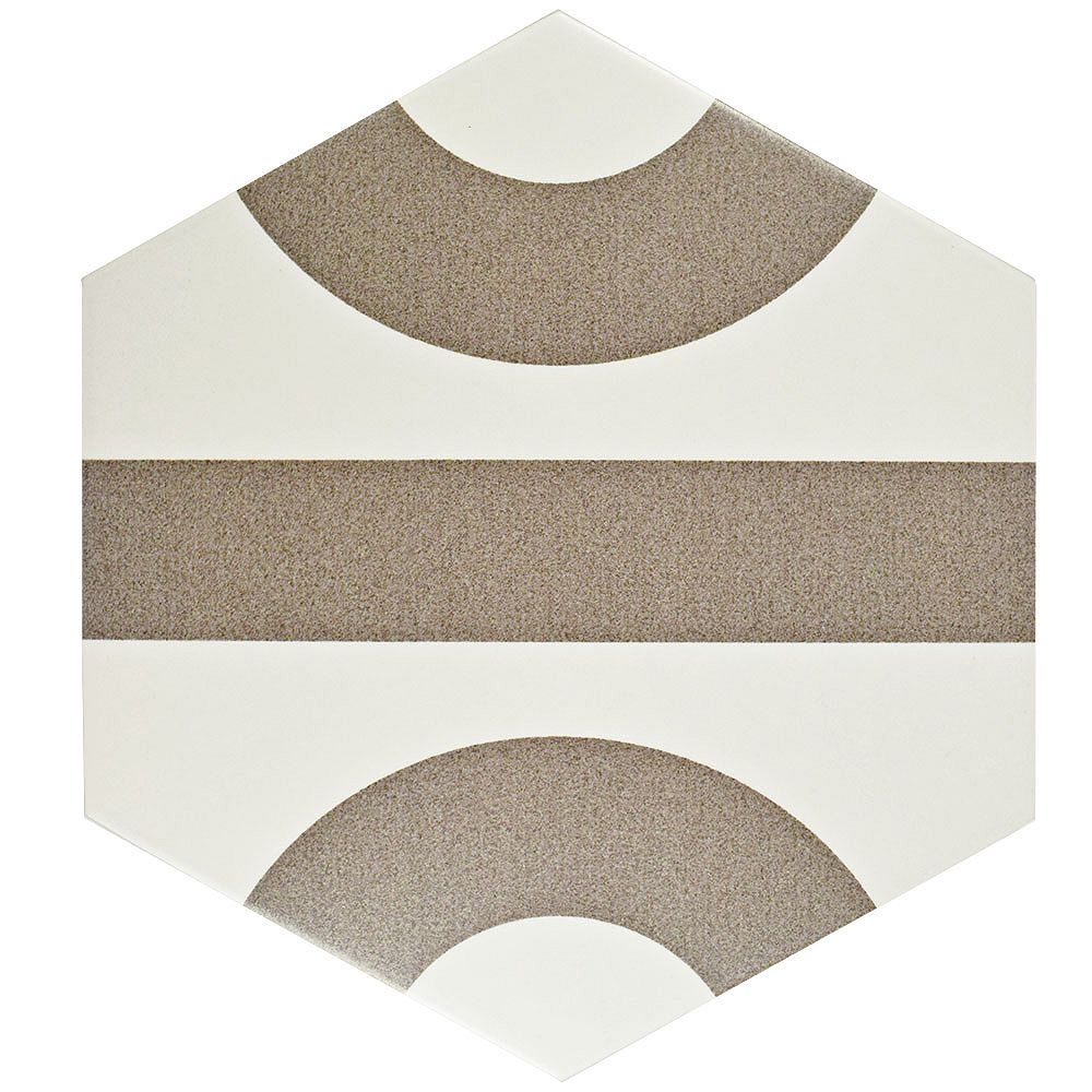 Merola Tile Roll Hex White with Taupe Grey 9-7/8-inch x 11-3/8-inch ...