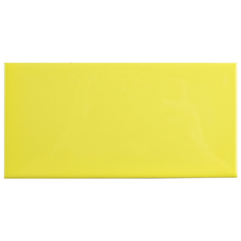 Merola Tile Park Slope Subway Canary Yellow 3-inch x 6-inch Ceramic ...