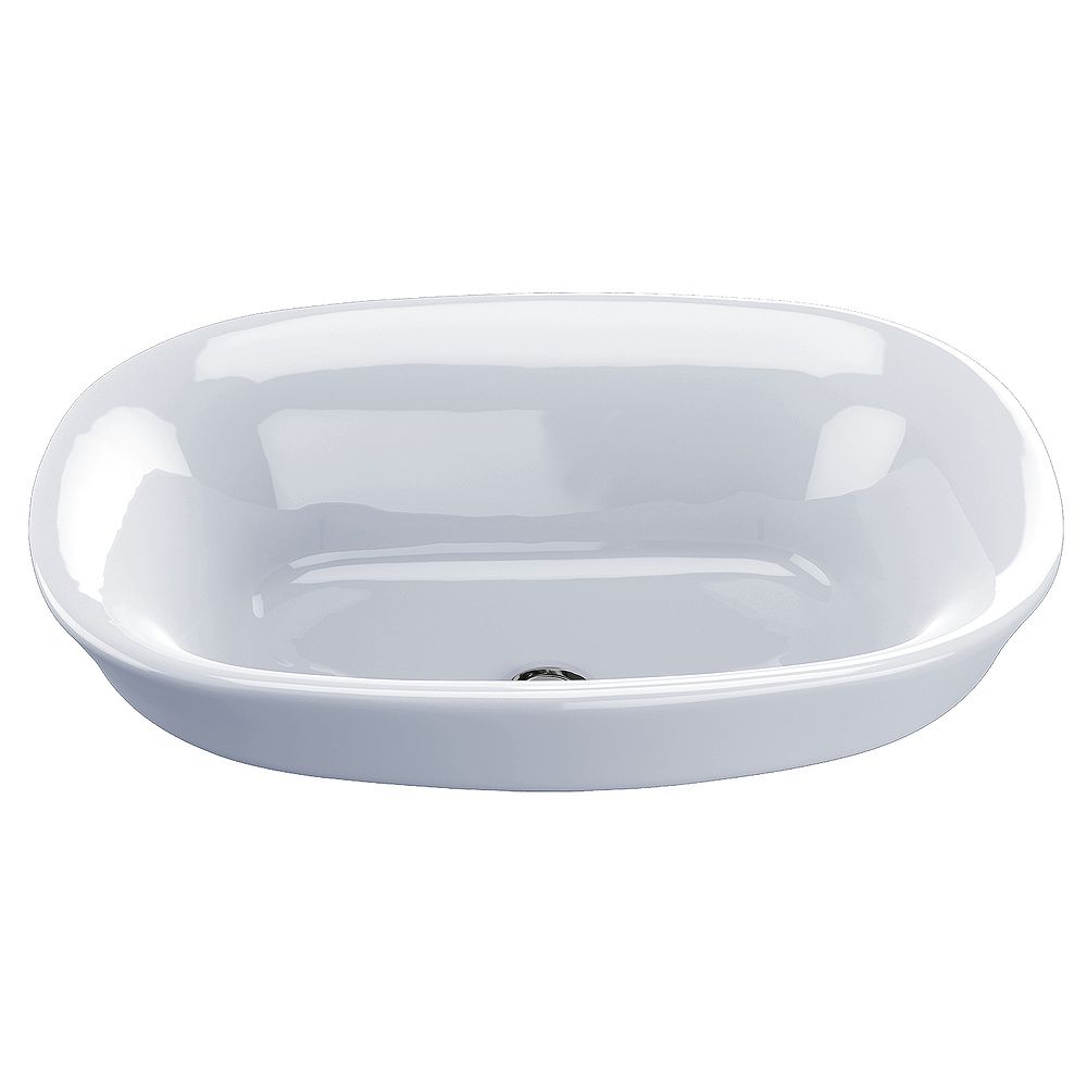 TOTO Maris Oval Semi-Recessed Vessel Bathroom Sink with CeFiONtect ...