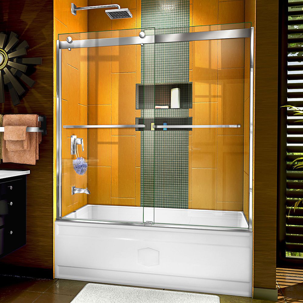 Dreamline Sapphire 56 60 Inch W X 60 Inch H Semi Frameless Bypass Tub