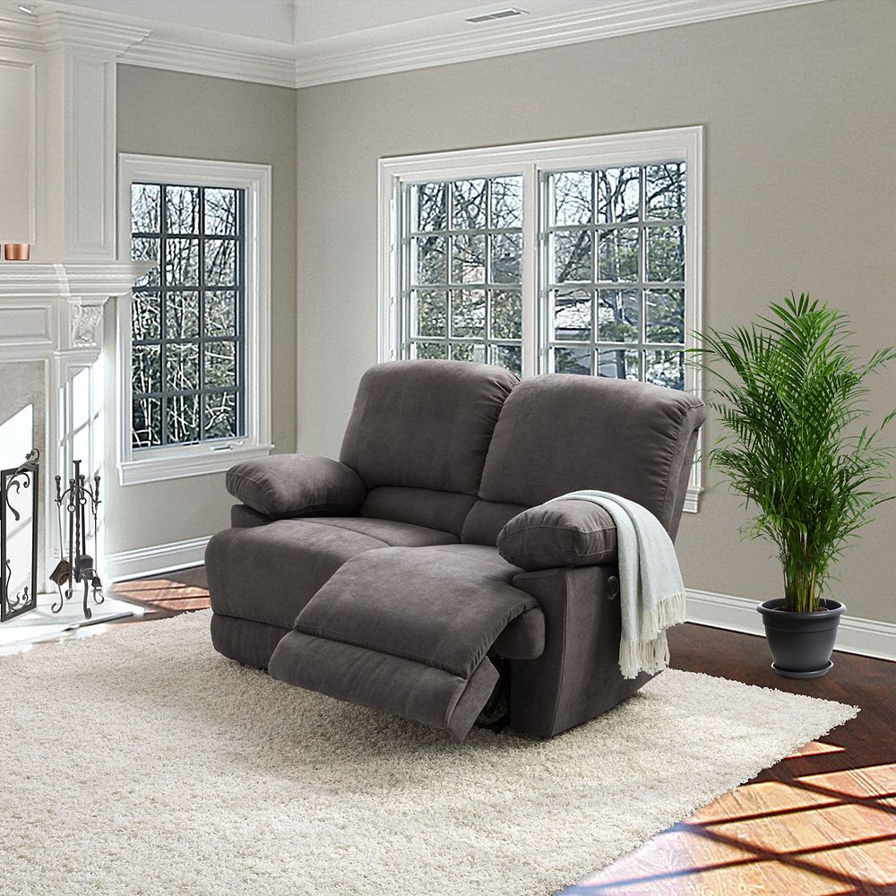 Corliving Causeuse inclinable électrique Lea en tissu chenille gris ...