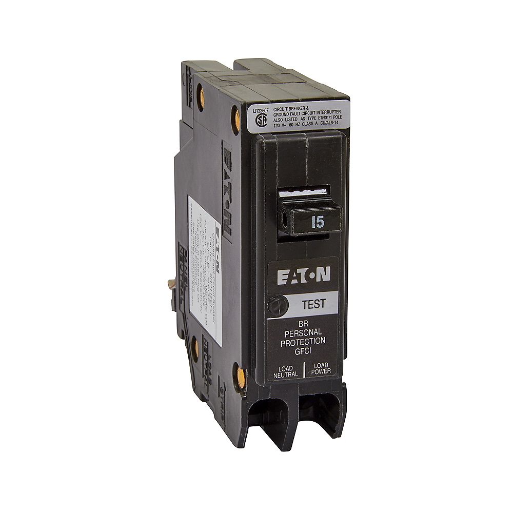 EATON 15 Amp Single Pole GFI Circuit Breaker, Plug-On Neutral | The ...