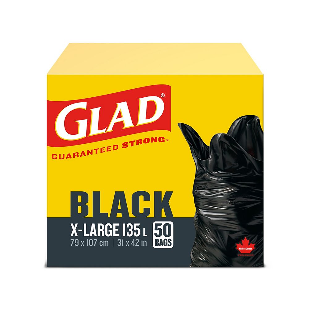 Glad 135 L Extra Large Black Garbage Bags (50-Count) | The Home Depot ...