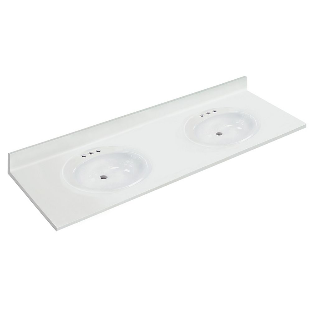 Magick Woods 73 inch W x 22 inch D White Vanity Top with Oval Recessed ...