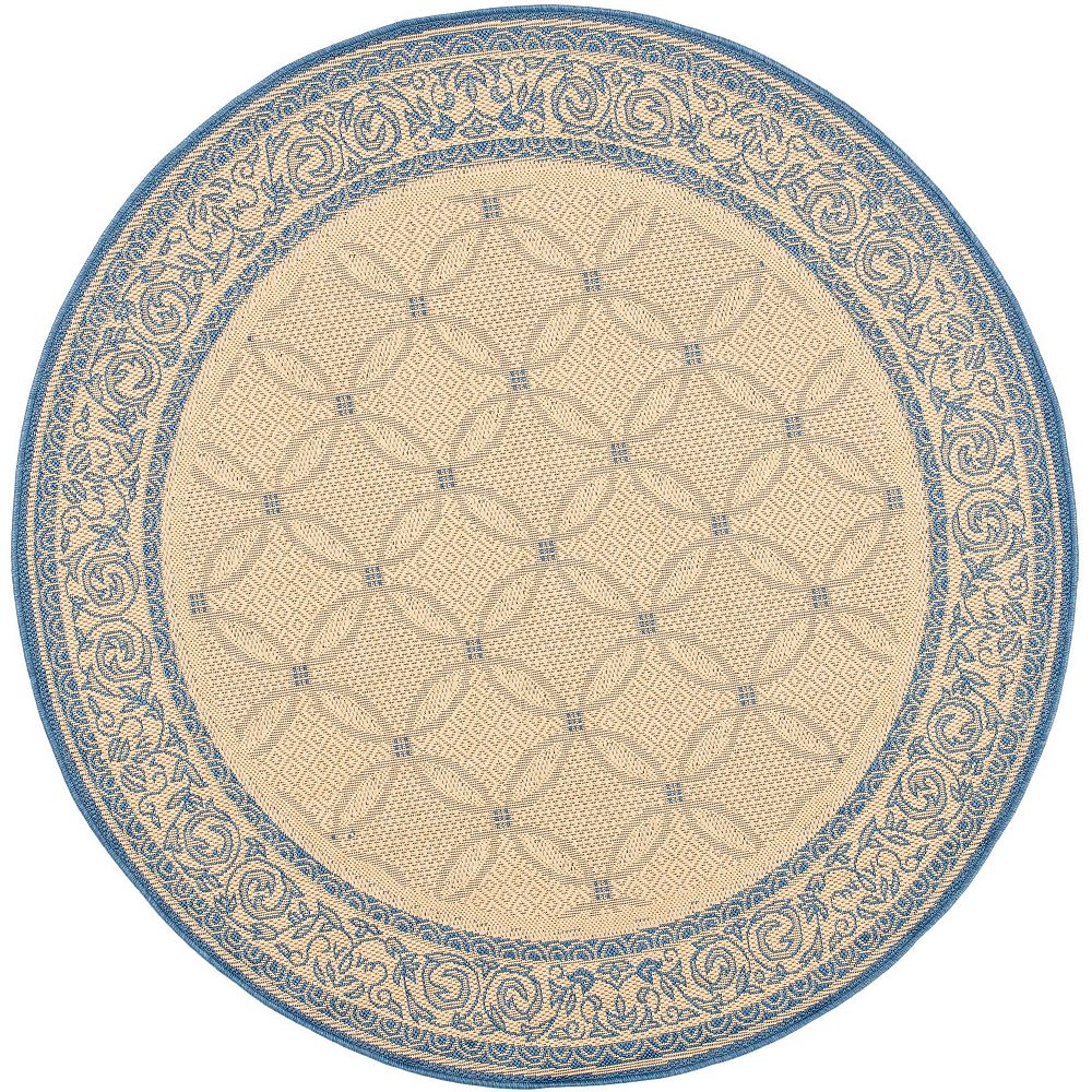 Safavieh Courtyard Elena Natural / Blue 5 ft. 3-inch x 5 ft. 3-inch ...