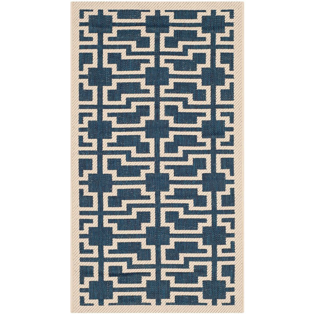 Safavieh Courtyard Mitch Navy / Beige 2 ft. x 3 ft. 7-inch Indoor Area ...