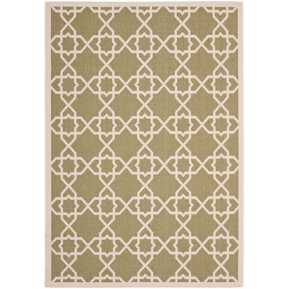 Safavieh Courtyard Jared Green / Beige 4 ft. x 5 ft. 7-inch Indoor Area ...