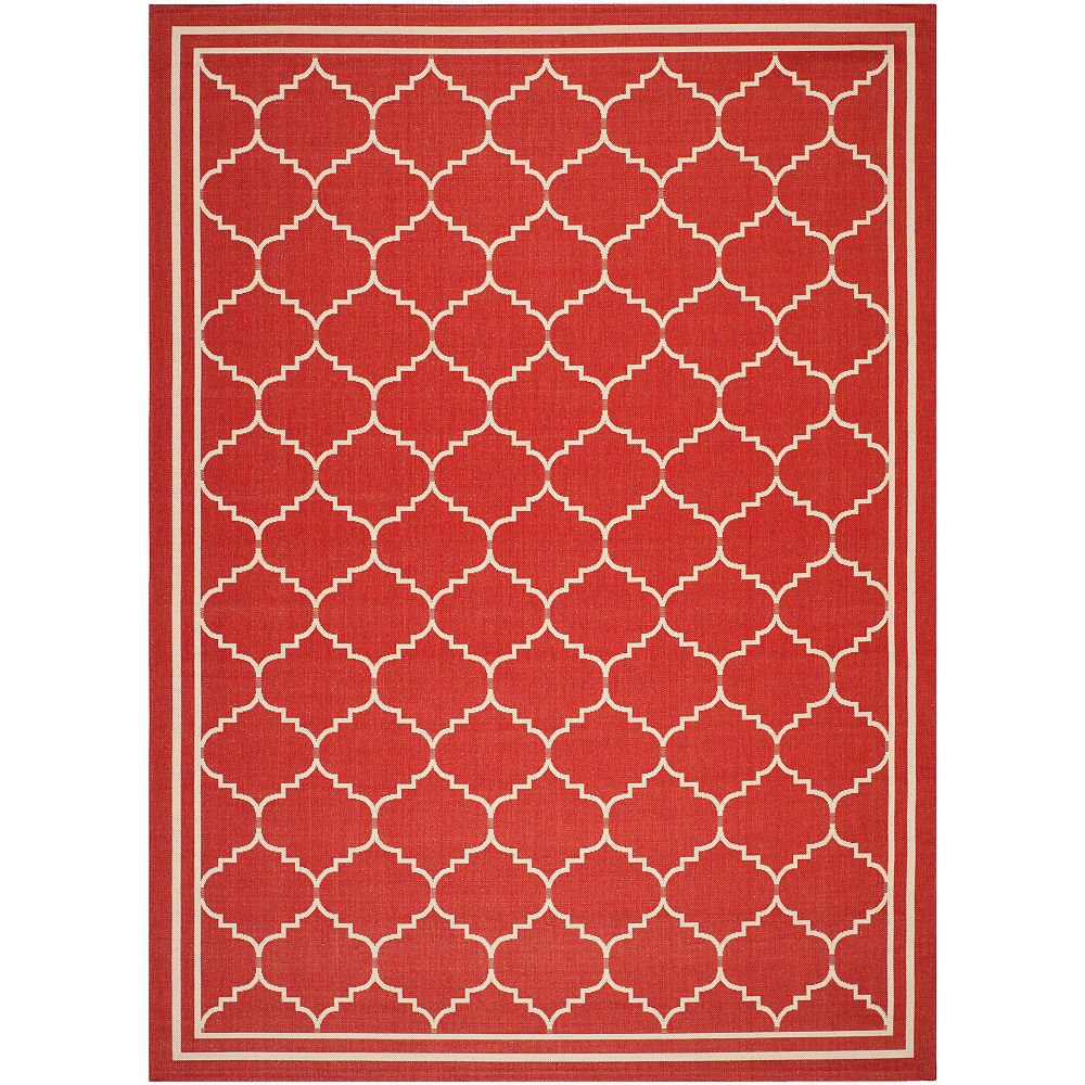 Safavieh Courtyard Jerry Red / Beige 4 ft. x 5 ft. 7-inch Indoor Area ...