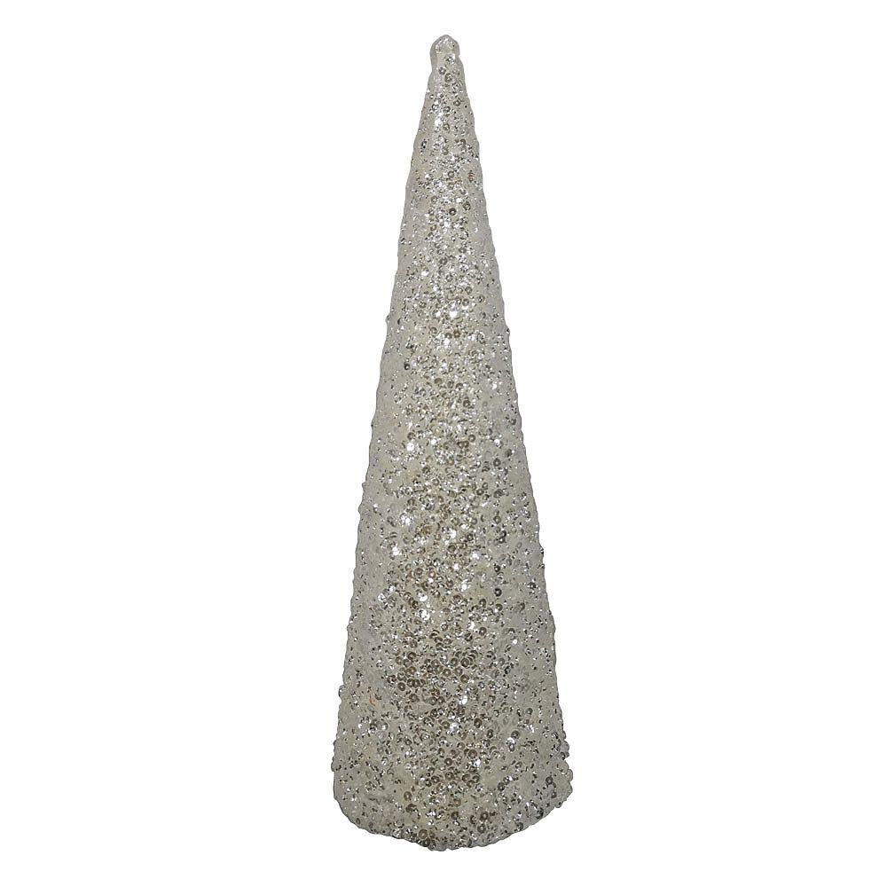Home Accents 15.5-inch Silver Jewelled Cone Tree Christmas Decoration ...