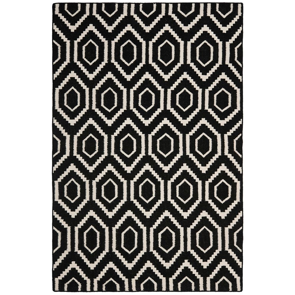 Safavieh Dhurries Nikola Black / Ivory 6 ft. X 9 ft. Area Rug | The ...
