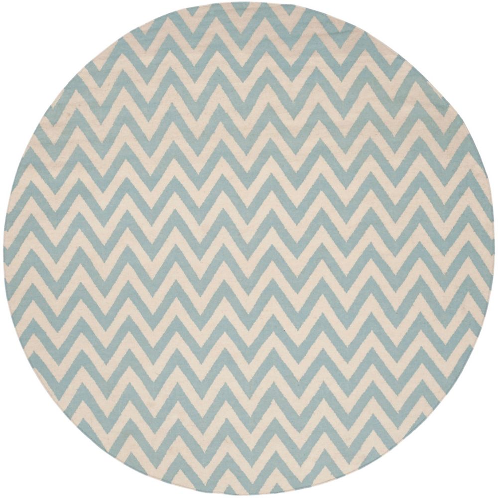 Safavieh Dhurries Ash Blue / Ivory 8 ft. X 8 ft. Round Area Rug | The ...