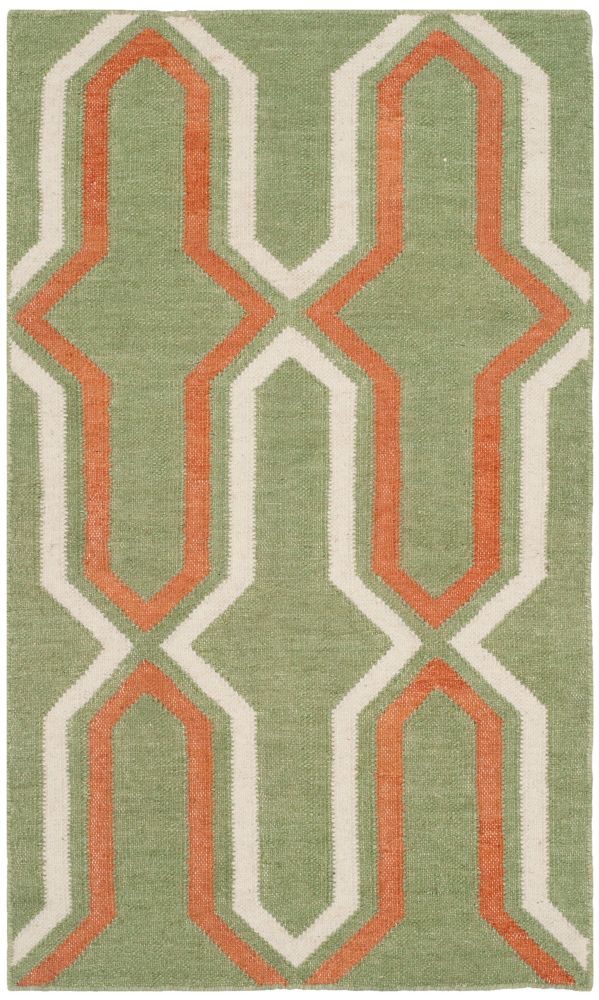 Safavieh Dhurries Ray Green / Rust 2 ft. 6-inch X 4 ft. Area Rug | The ...