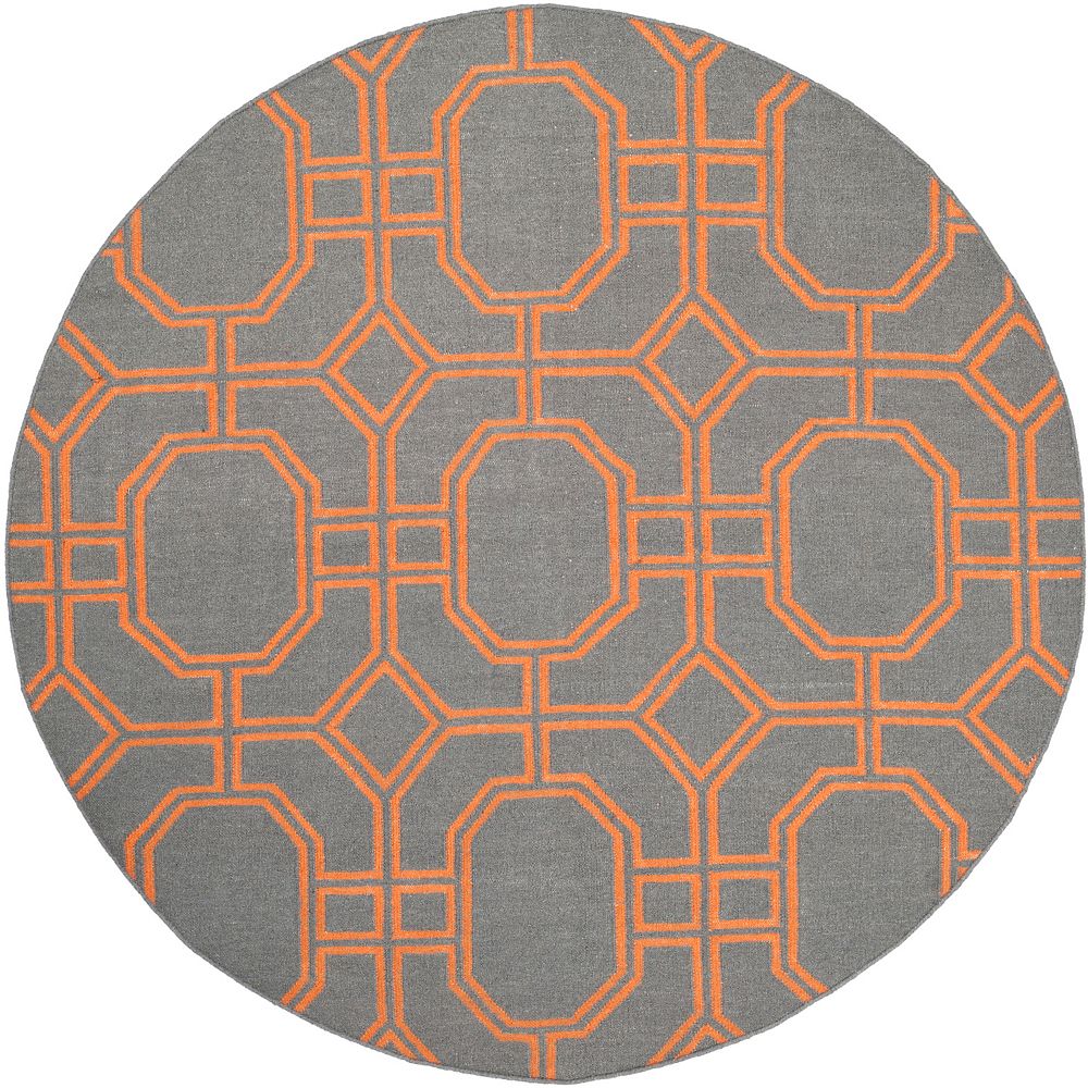 Safavieh Dhurries Leilah Blue / Orange 6 ft. X 6 ft. Round Area Rug ...