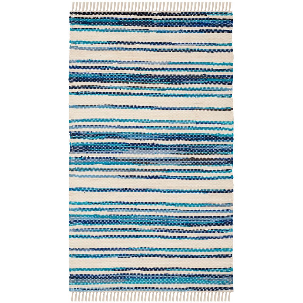 Safavieh Rag Rug Webster Ivory / Blue 3 ft. X 5 ft. Area Rug | The Home ...